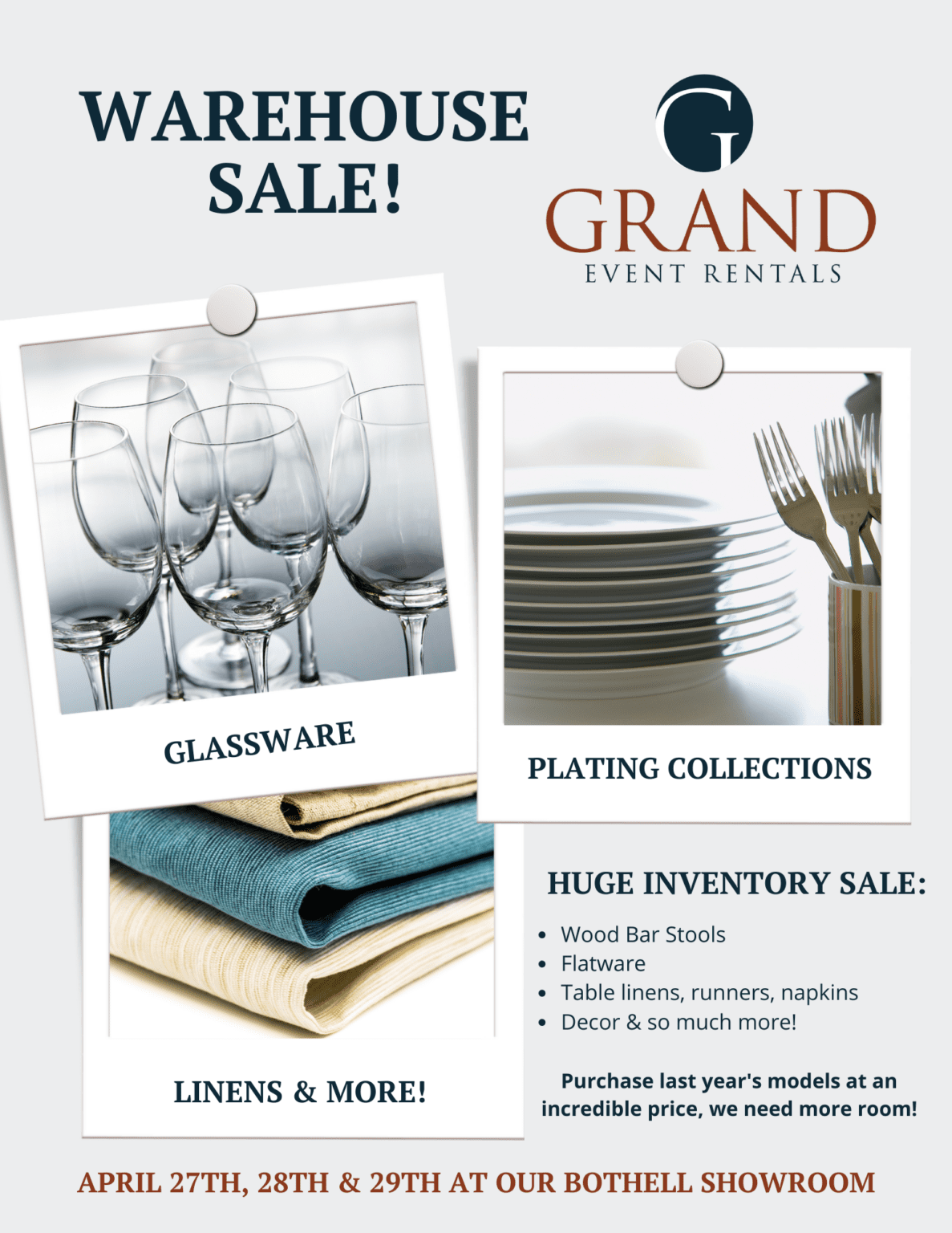 Warehouse Inventory Sale - Grand Event Rentals